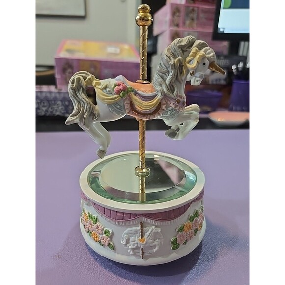Unbranded | Accents | Mirrored Carousel Horse Music Box Vintage Works Great | Poshmark